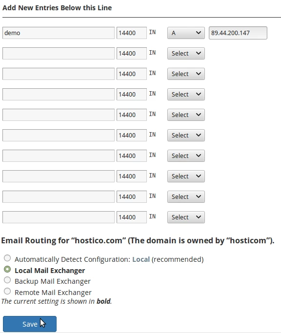 Editing a DNS zone using the WHM Edit DNS Zone function | Hostico